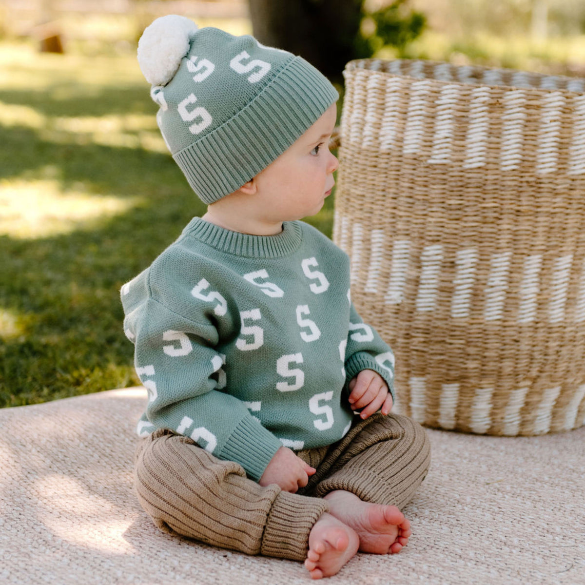 Personalised Knitted Alpha Beanie | Lily Pad & Ivory – NAMELY CO