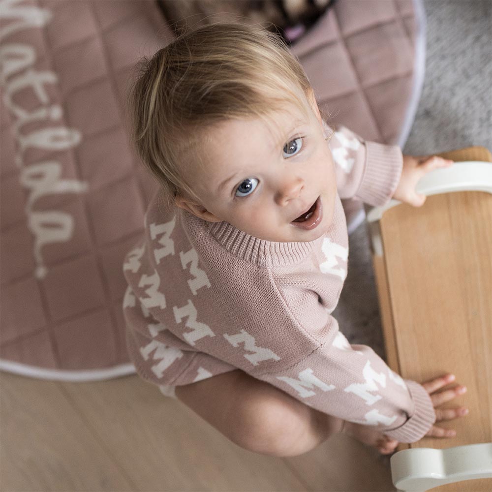Personalised Alpha Knit Jumper | Ballet Pink & Ivory – NAMELY CO