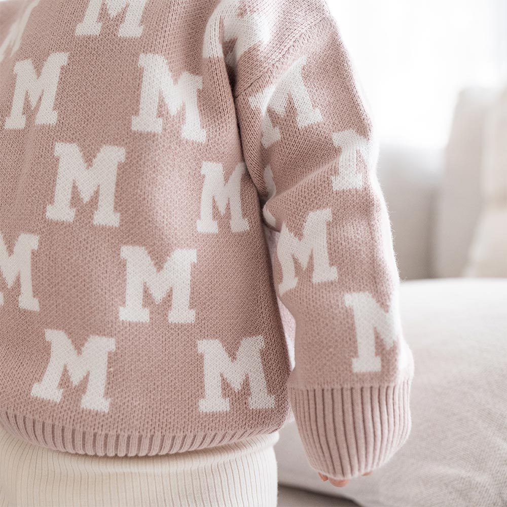Personalised Alpha Knit Jumper | Ballet Pink & Ivory – NAMELY CO