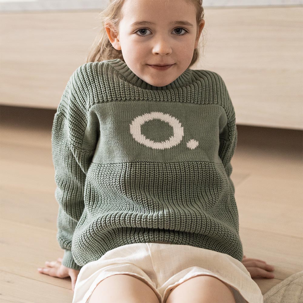 Personalised Knitted Letter Jumper | Lily Pad & Ivory – NAMELY CO