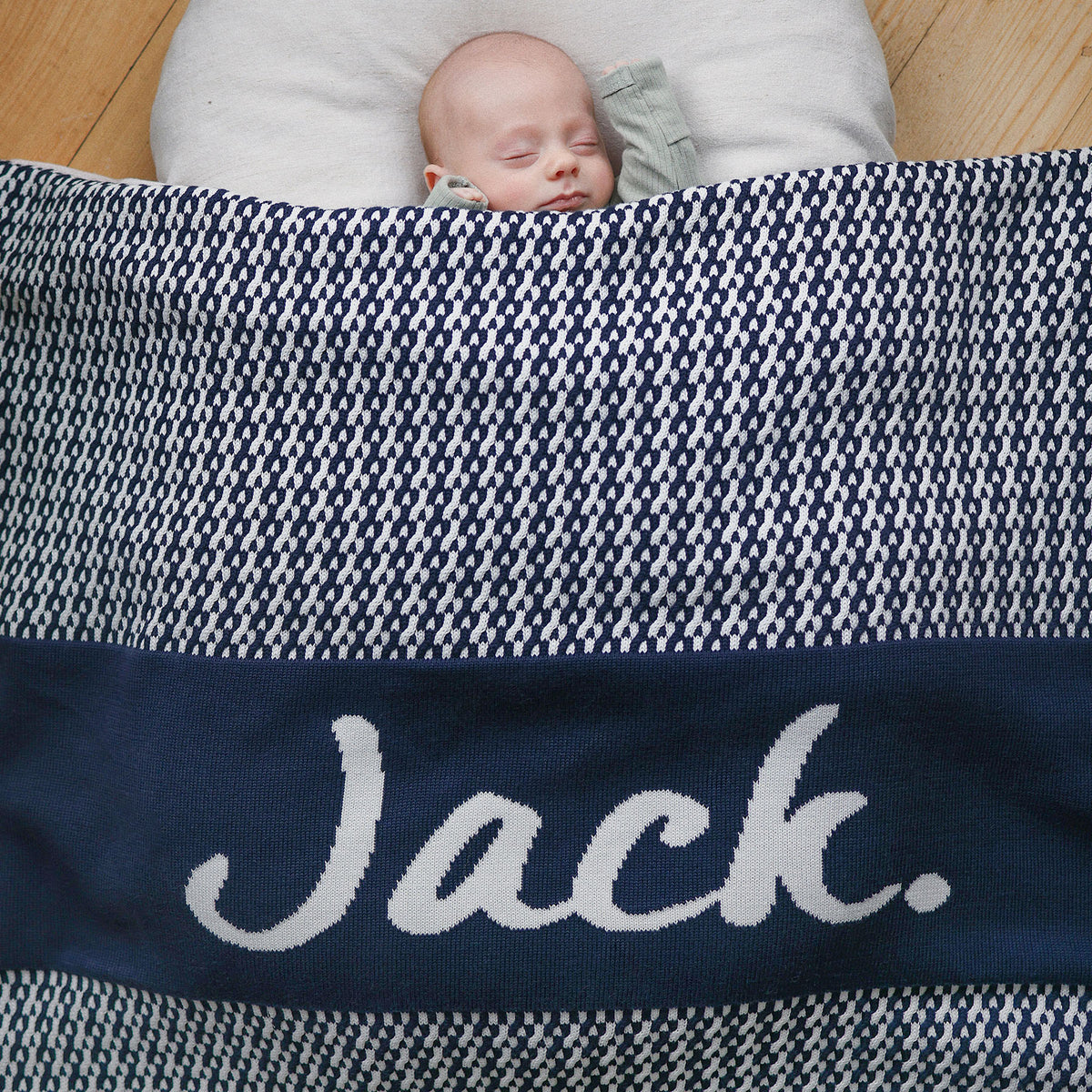 Herringbone Name Blanket - Navy – NAMELY CO