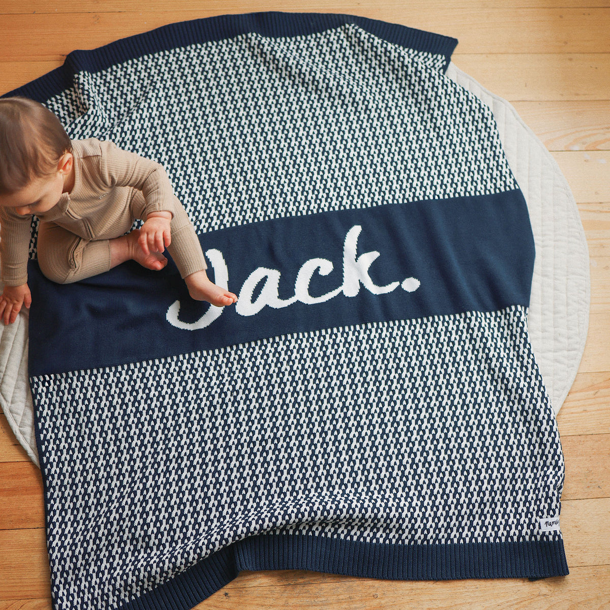 Herringbone Name Blanket - Navy – NAMELY CO