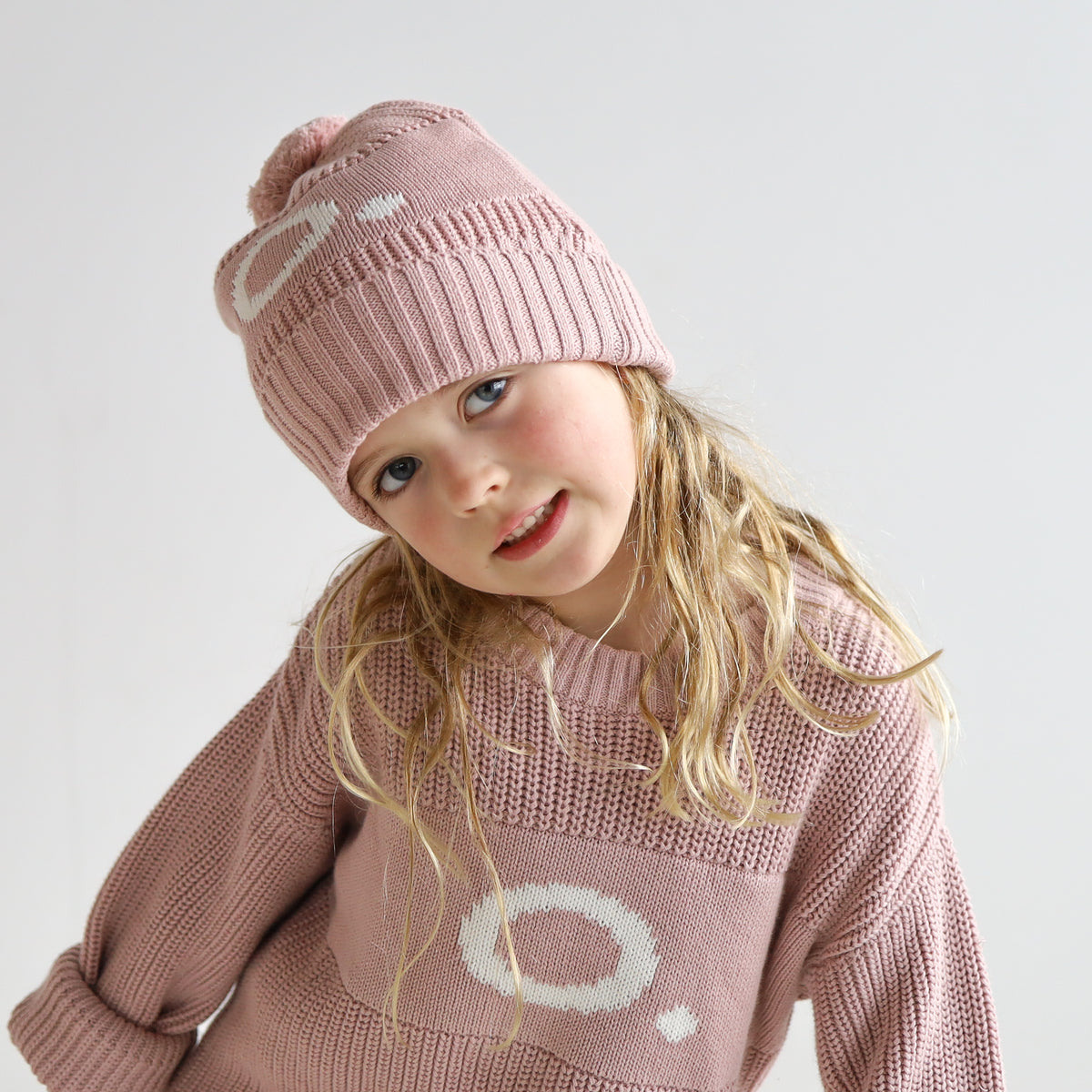 Personalised Knitted Letter Beanie | Ballet Pink & Ivory – NAMELY CO