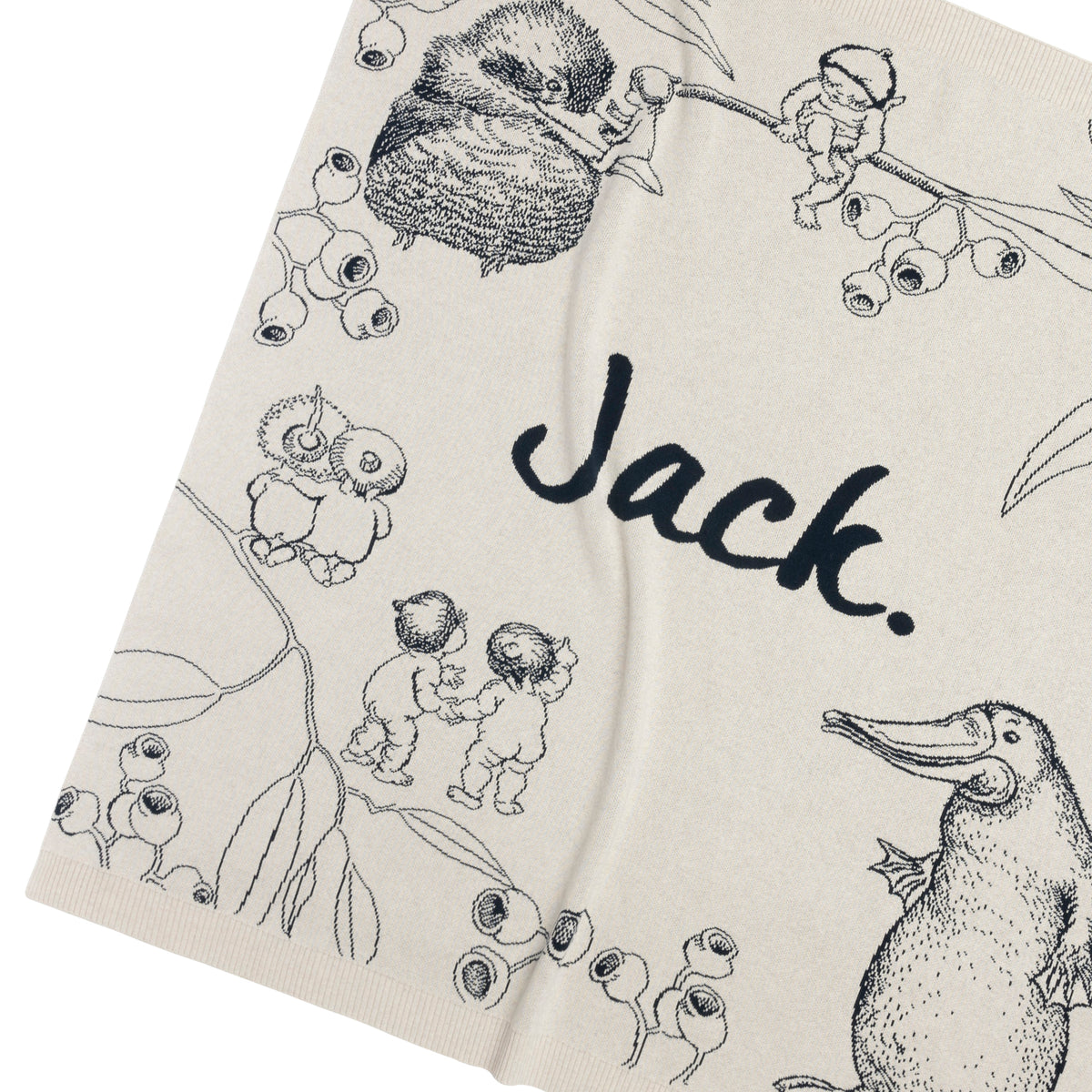 Personalised Name Blanket | May Gibbs | Stone Marl & Navy – NAMELY CO
