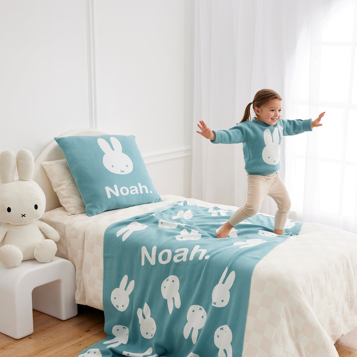 Personalised Miffy Name Blanket | Stone Blue – NAMELY CO