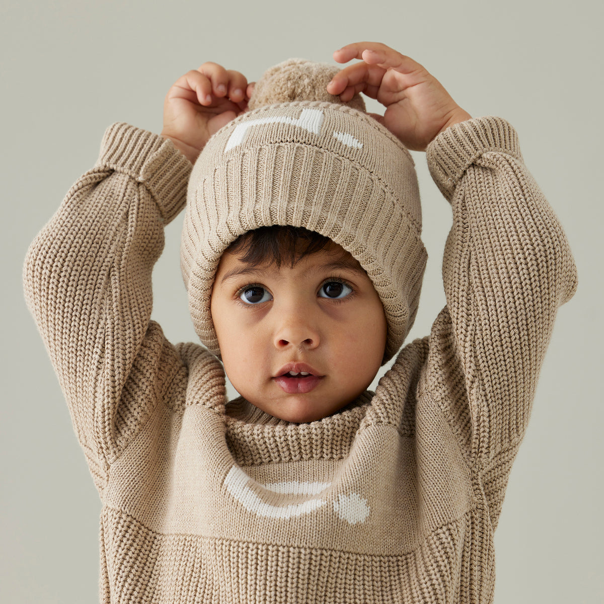 Personalised Knitted Letter Beanie | Light Camel & Oatmeal – NAMELY CO