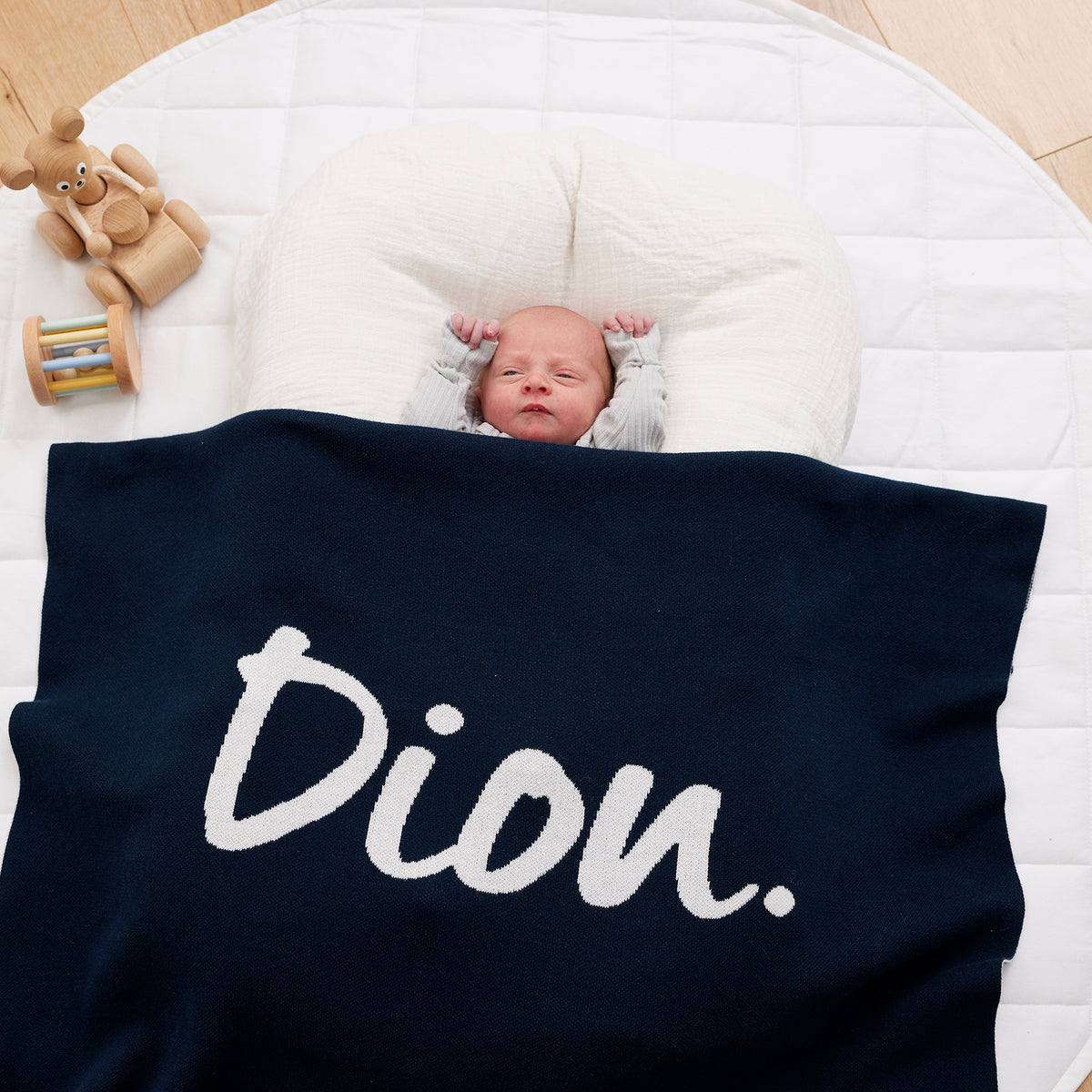Personalised Name Blanket | Indigo Navy & Ivory – NAMELY CO