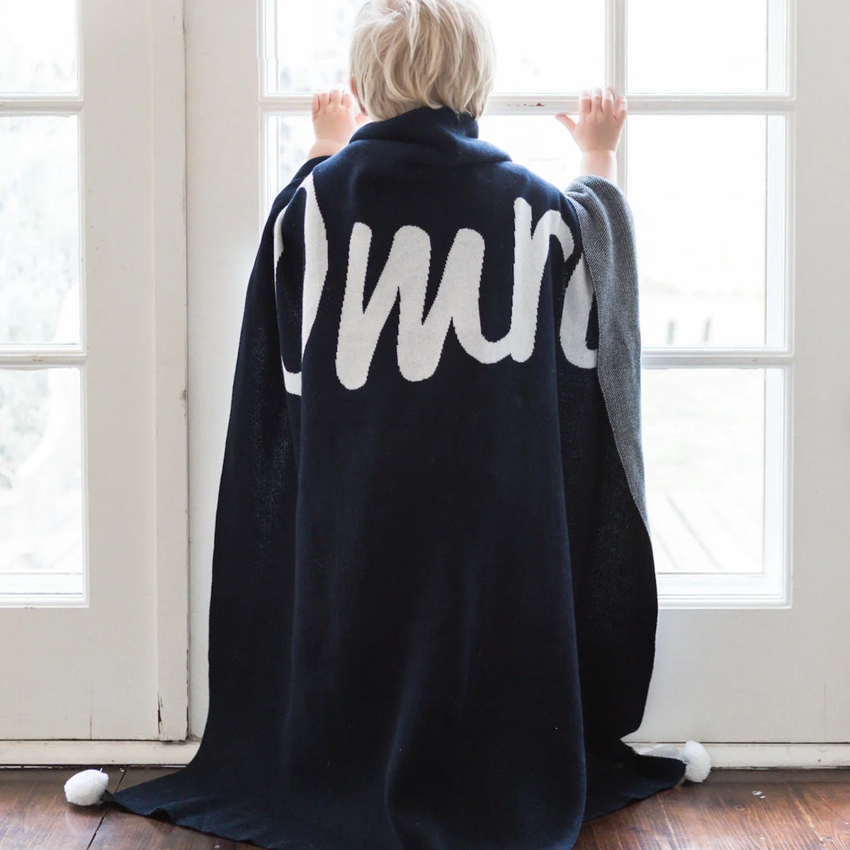 Single Bed Personalised Name Blanket | Indigo Navy & Ivory – NAMELY CO
